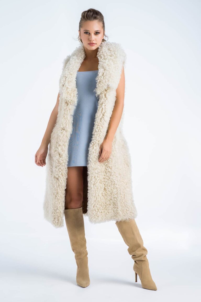 Hera Long Shearling Open Collar Vest – Zeita Kotys
